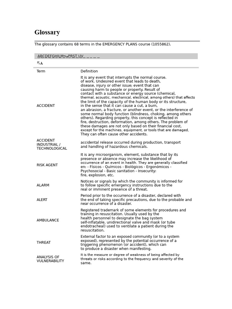 Terms About Emergency Plan | PDF | Emergency Management | Hazards