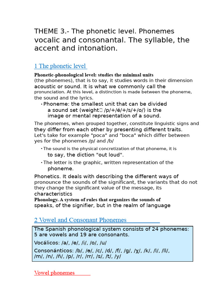 TOPIC 3 The Phonetic Level | PDF | Stress (Linguistics) | Phoneme