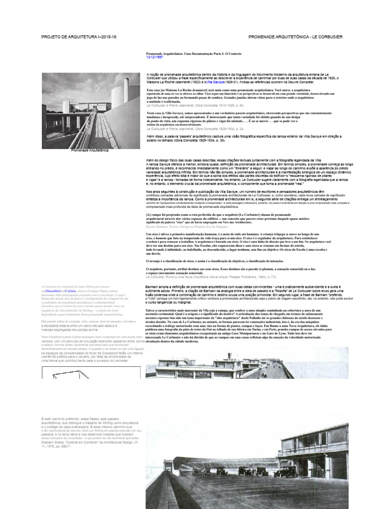 Promenade Arquitetônica - Le Corbusier | PDF