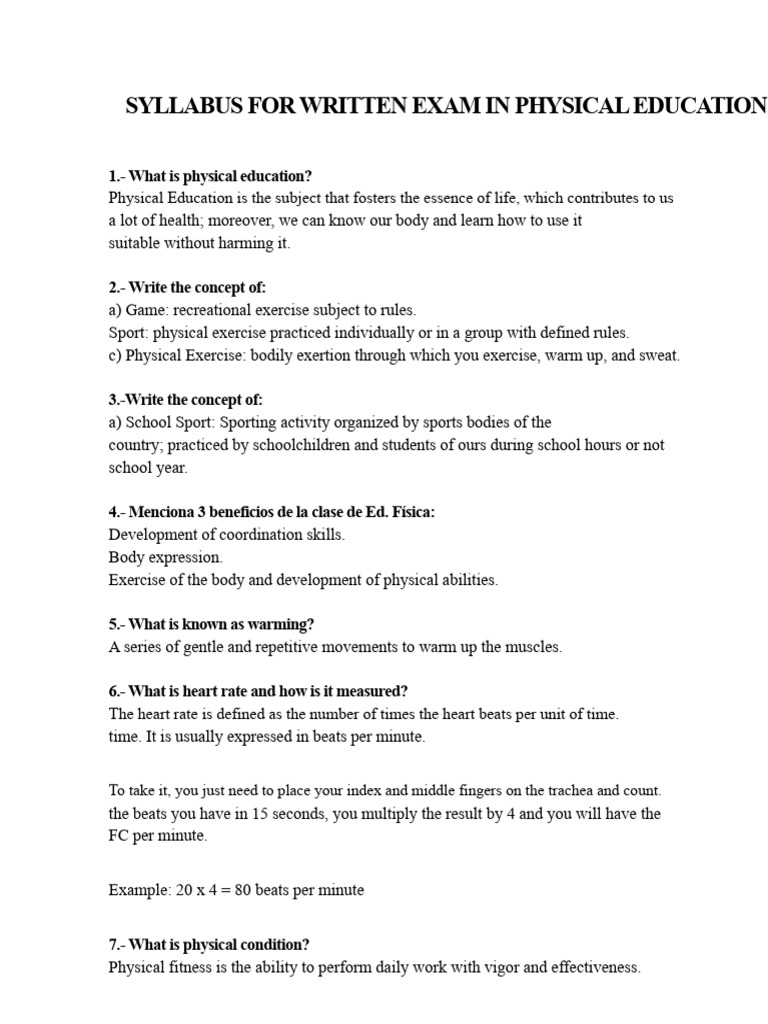 Syllabi For Written Exam in Physical Education | PDF | Swimming | Track ...