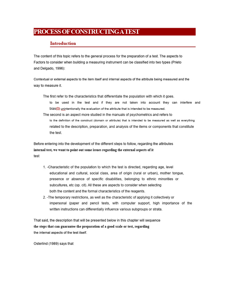 Test Construction Process Explained | PDF | Validity (Statistics ...