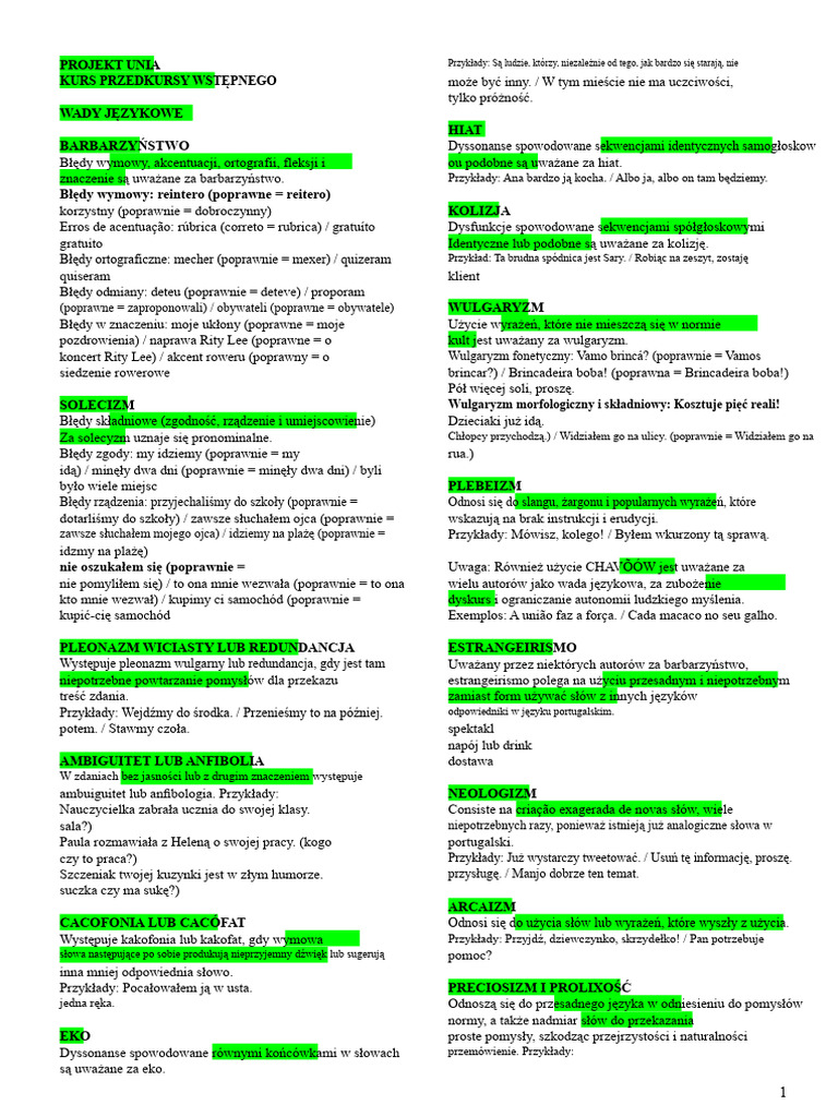 1 - Wady Językowe | PDF