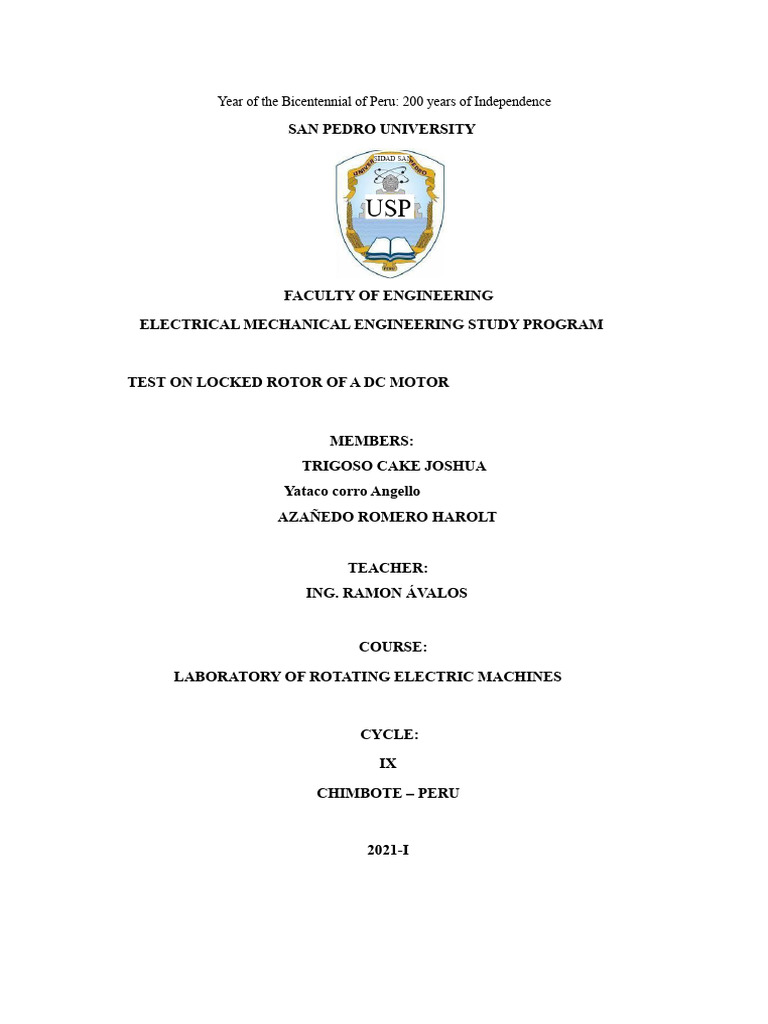 No. 04 - Locked Rotor Test of A Direct Current Motor | PDF | Electric ...