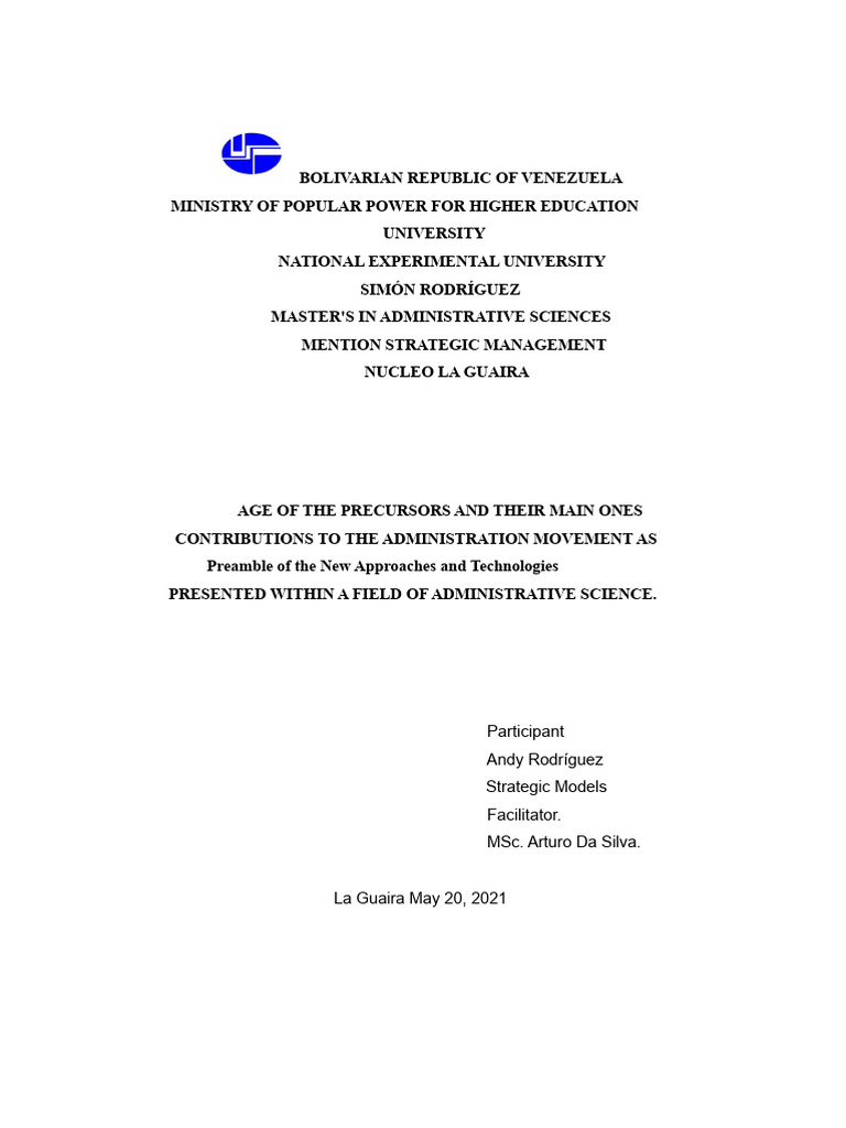 Era of The Precursors and Their Main Movements in Administration | PDF ...