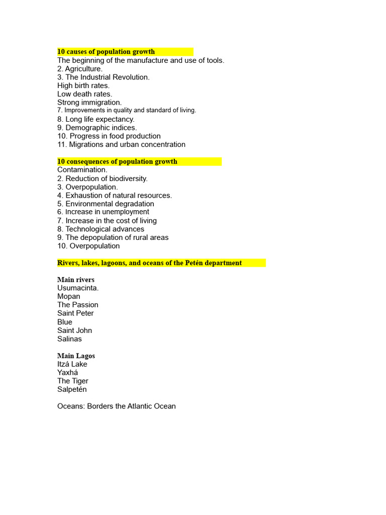 10 Causes of Population Growth | PDF | Cost Of Living | Earth Sciences