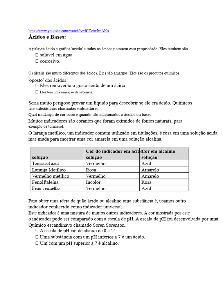 Entendendo Ácidos e Bases: Definições e Propriedades | PDF | Ácido | Ph
