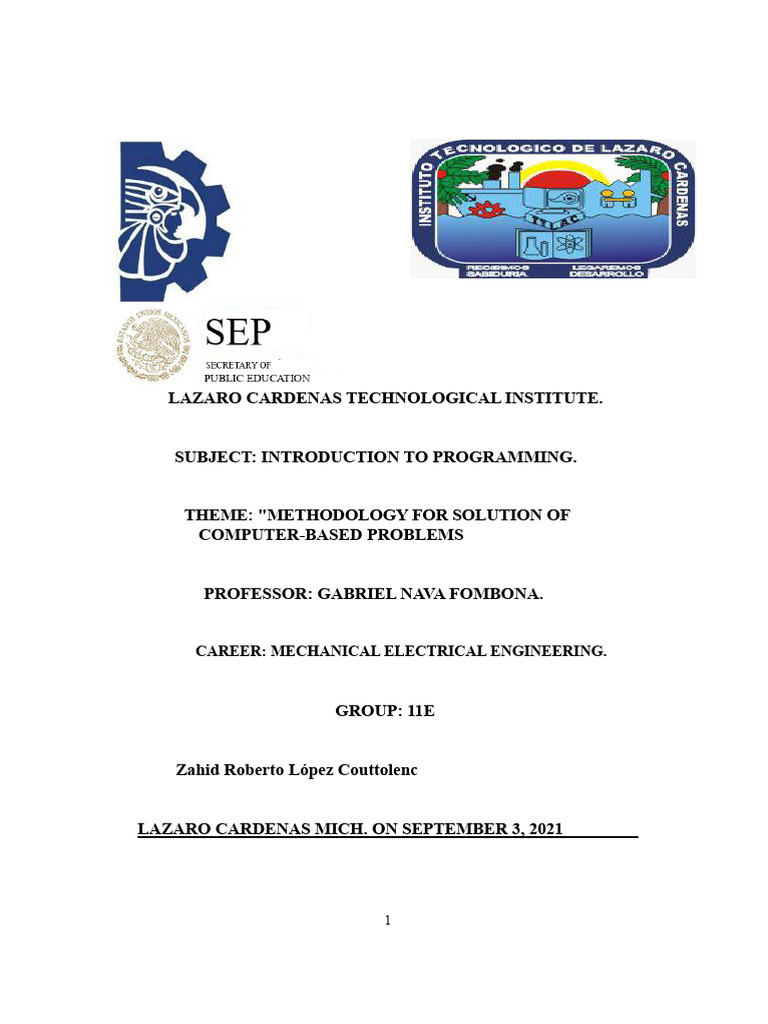 Methodology For Computer Based Problem Solving Pdf Computer Programming Algorithms