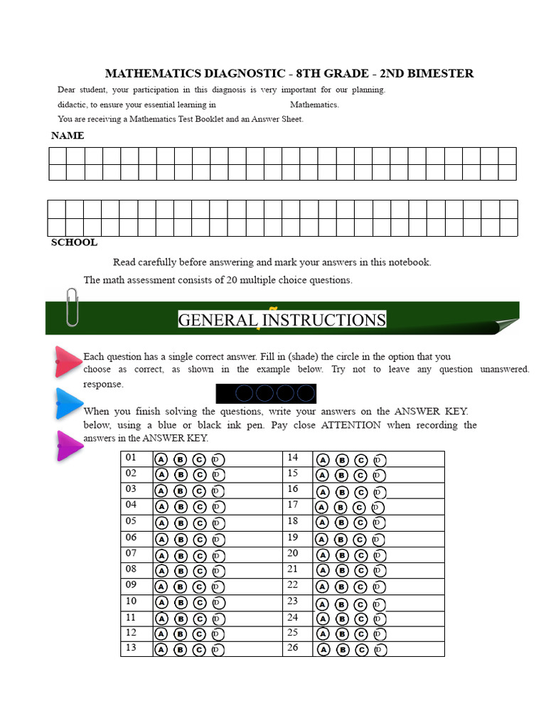 Diagnostic of The 8th Grade 1st Semester - Without Identification | PDF ...