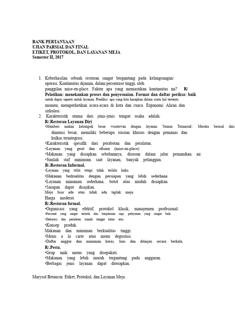 Bank Soal Label, Protokol, Dan Layanan Meja PDF | PDF