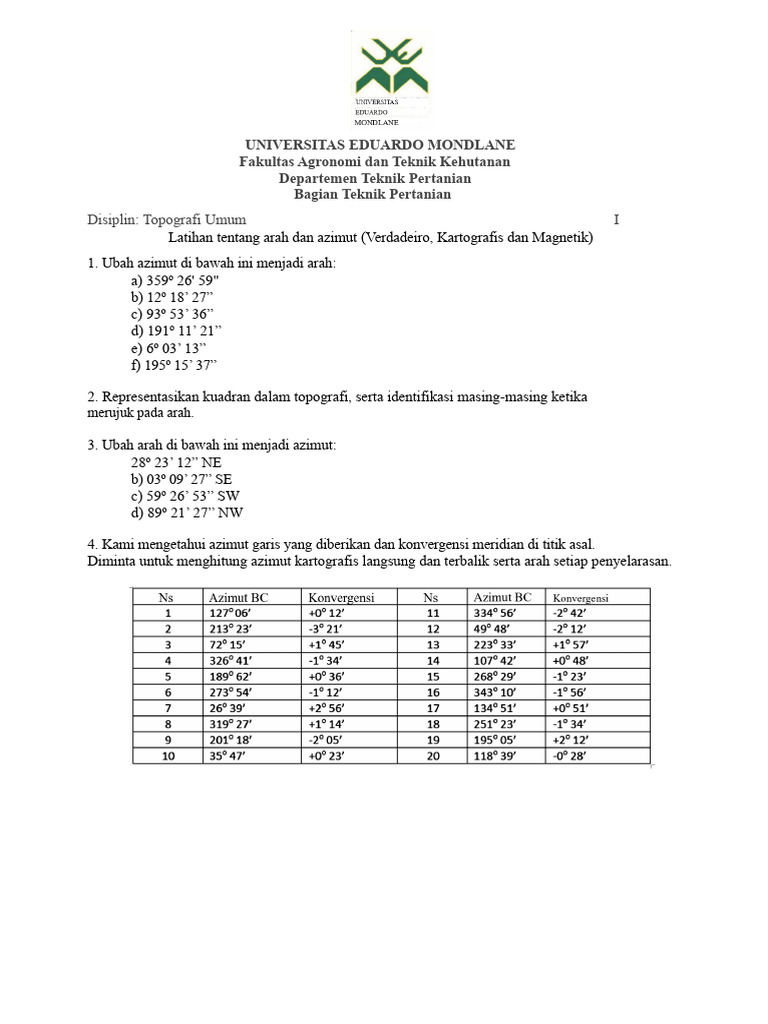 Latihan 2 Tentang Arah Dan Azimuth | PDF