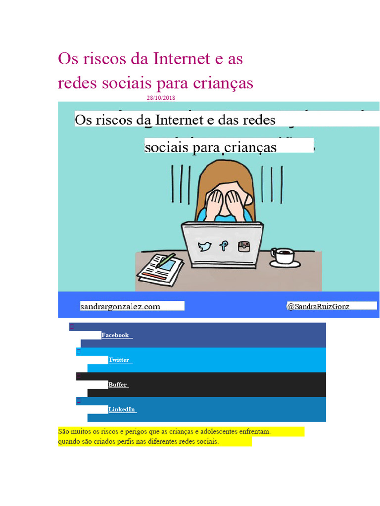 Riscos da Internet para Crianças | PDF | Internet | Privacidade na internet