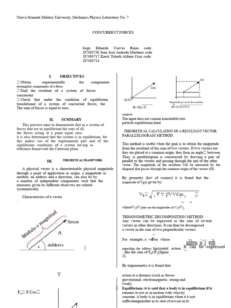 Report Physics Mechanics Concurrent Forces Umng | PDF | Force | Euclidean Vector