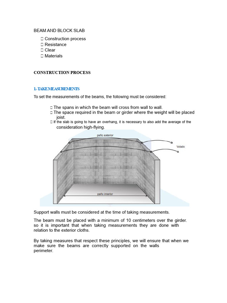 Slab of Beams and Blocks Construction Process | PDF | Concrete | Beam ...