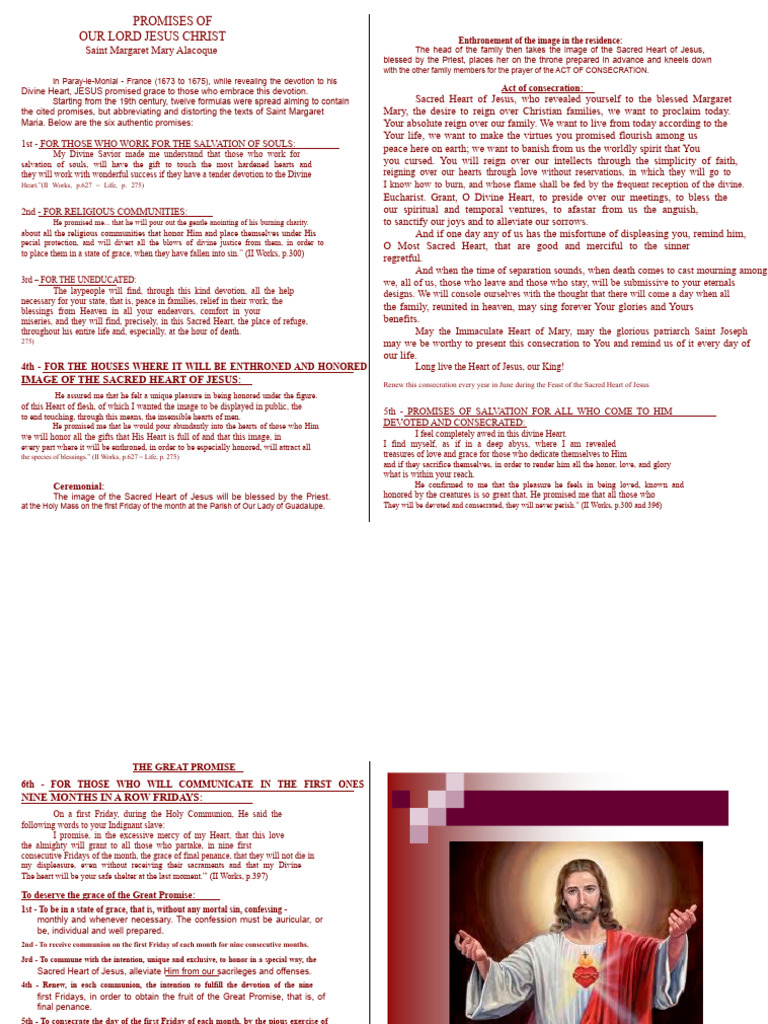 Devotional Leaflet Sacred Heart of Jesus | PDF | Penance | Catholic Church
