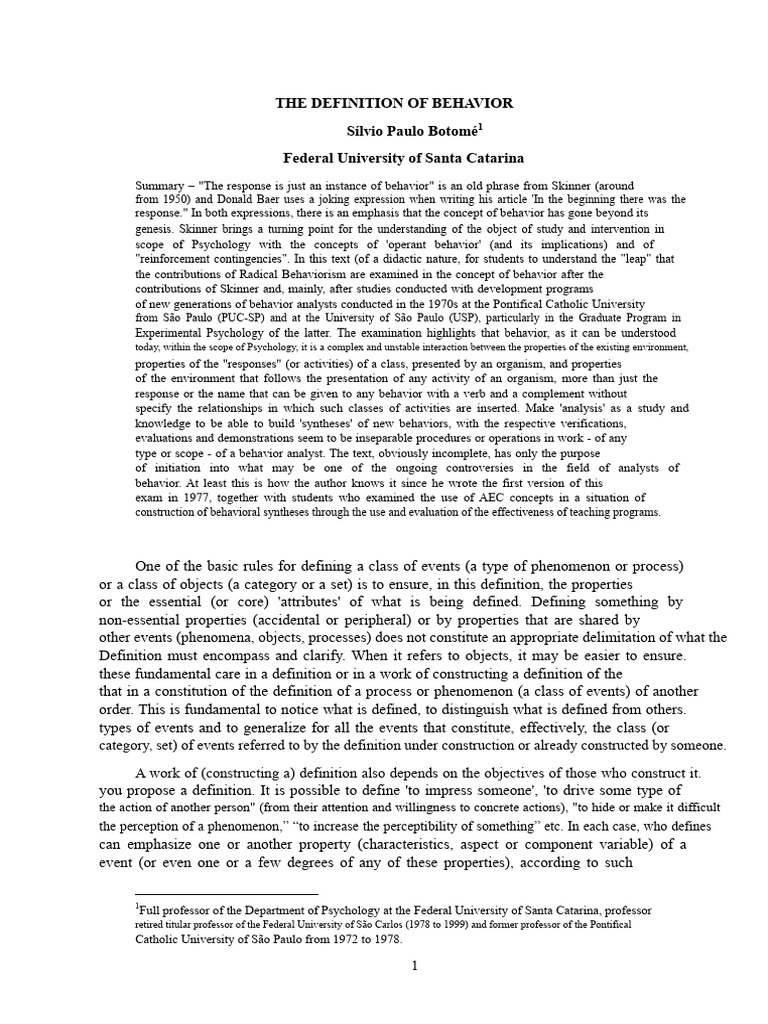 The Definition of Behavior PDF | PDF | Behavior | Logic