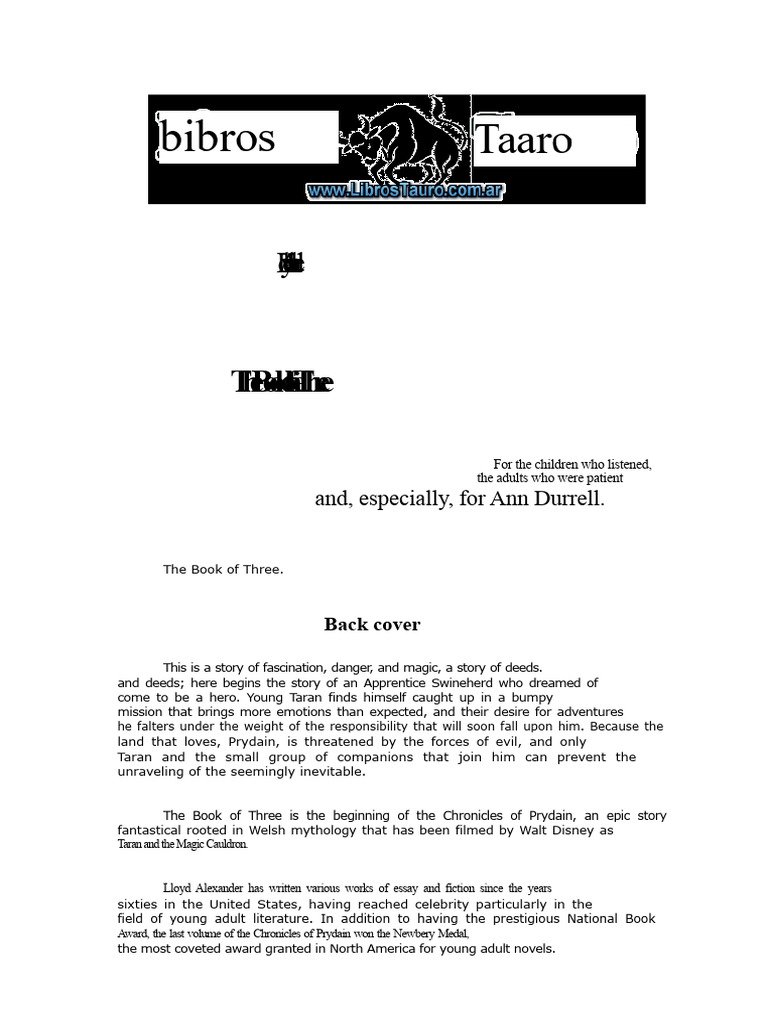 The Book of Three: A Prydain Adventure | PDF | The Chronicles Of Prydain