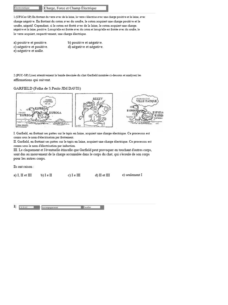 Électrisation et Interactions Électriques | PDF | Charge électrique ...