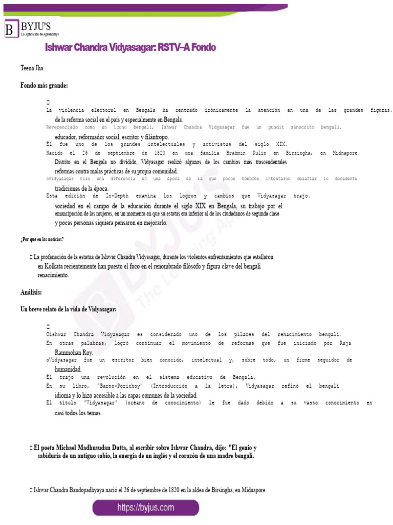 Ishwar Chandra Vidyasagar | PDF