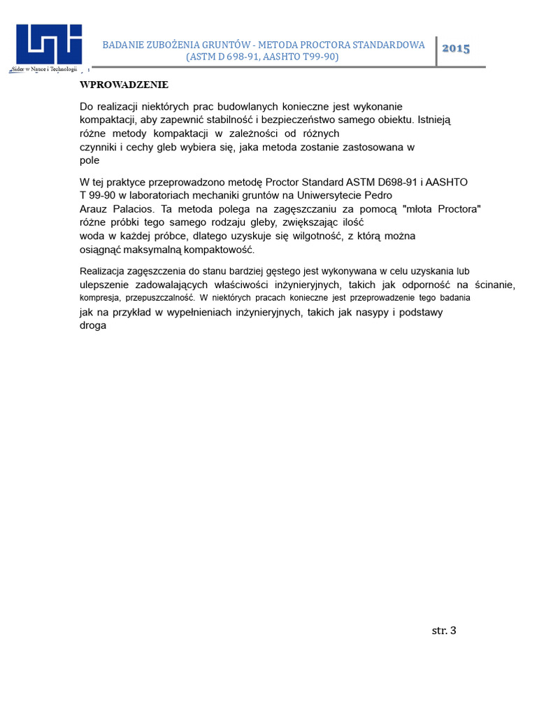 Badanie Zagęszczenia Gruntów - Metoda Proctora Standardowa ASTM D 698 ...