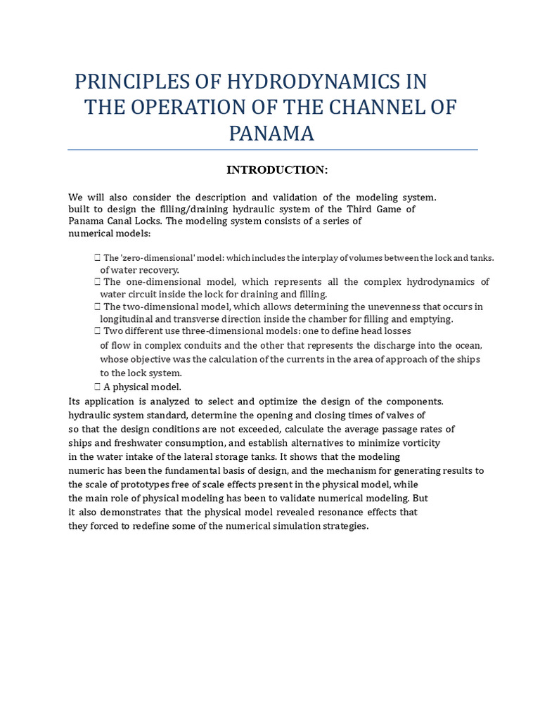 Principles of Hydrodynamics in The Operation of The Panama Canal 111 ...