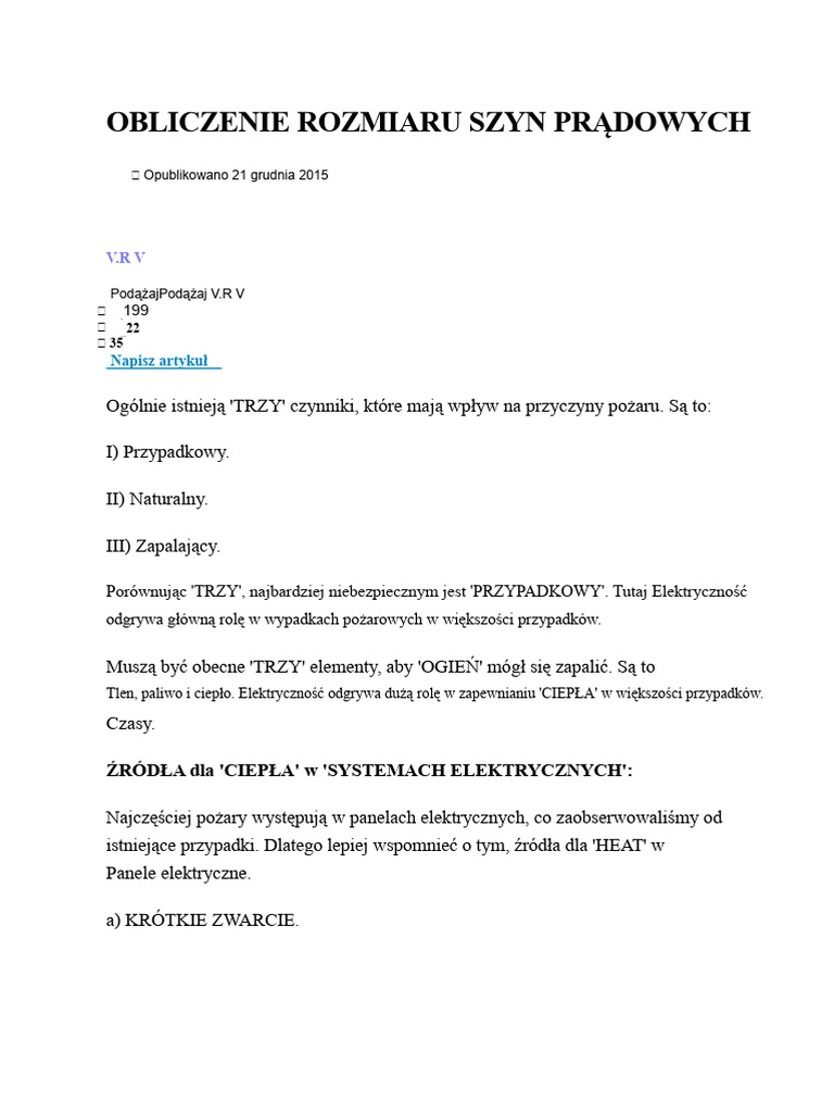 Obliczenia Wymiarowania Szyn Zbiorczych | PDF