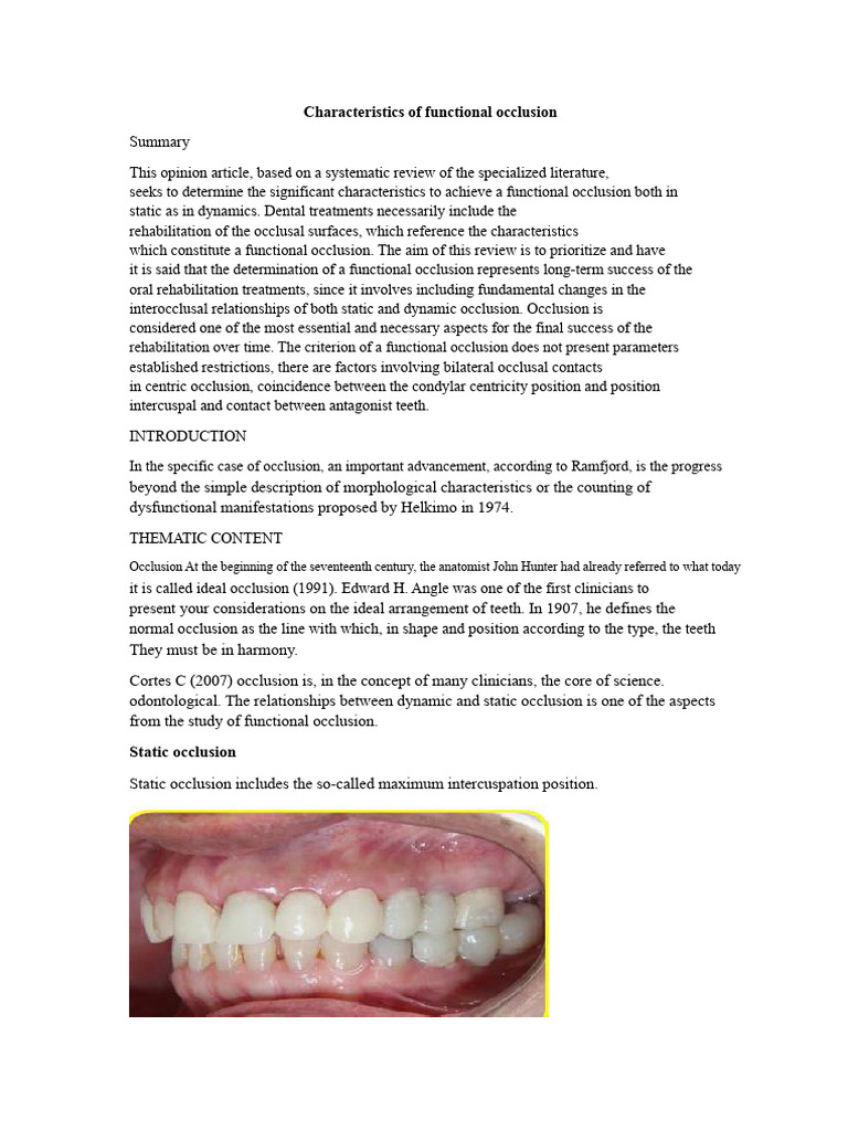 Characteristics of Functional Occlusion | PDF | Dentistry | Mouth