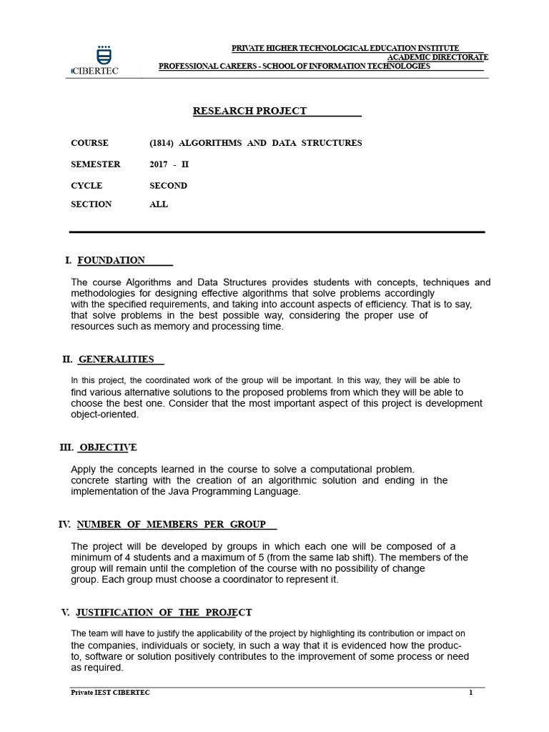 Research Project 2017-II 02 Algorithms and Data Structures | PDF ...