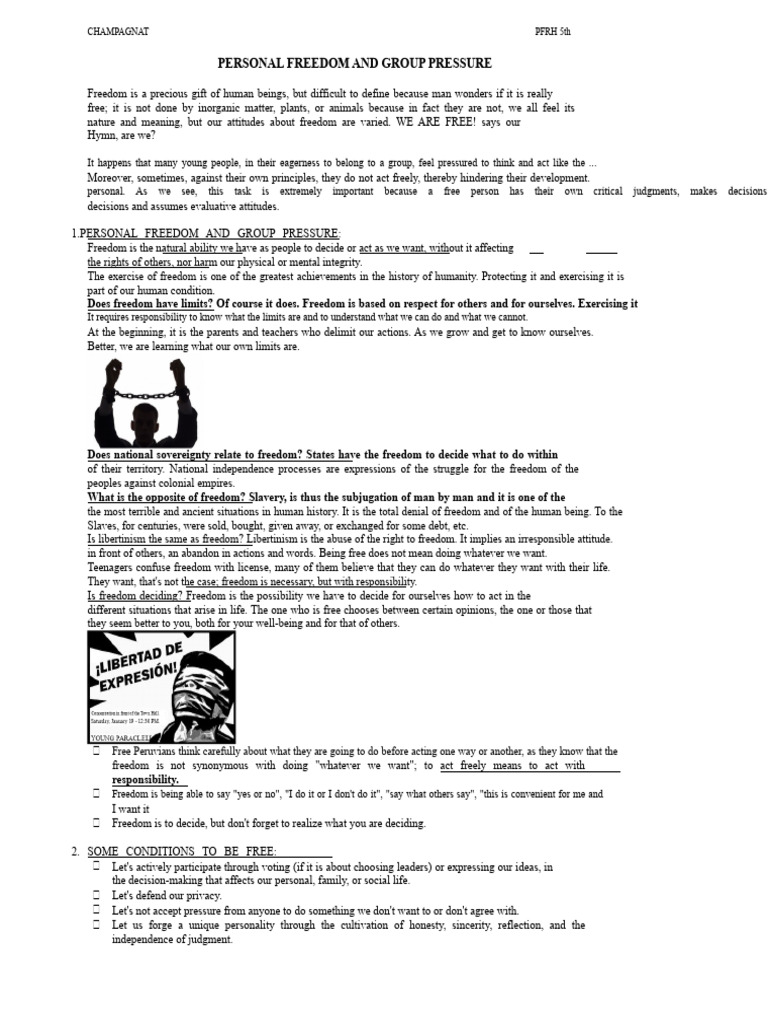 Personal Freedom and Group Pressure | PDF | Adolescence | Behavioural ...