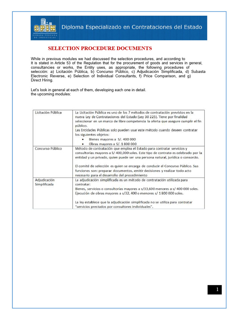 Selection Procedures for Procurement | PDF | Evaluation | Consortium