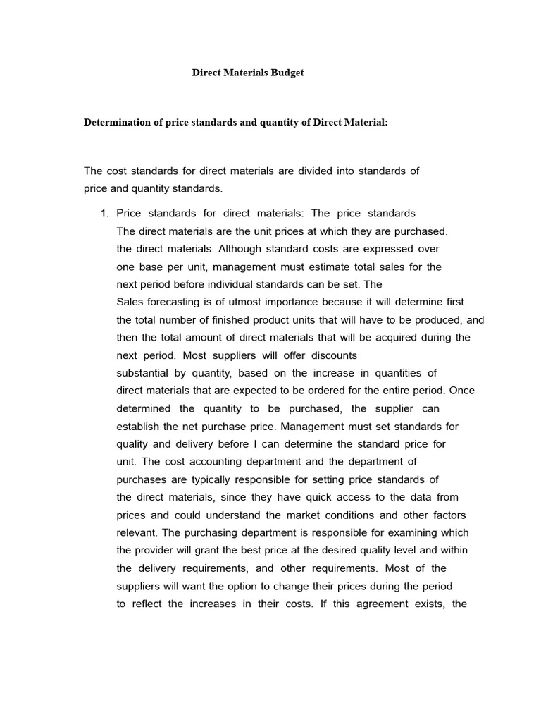 Direct Materials and Labor Budgeting Guide | PDF | Labour Economics ...