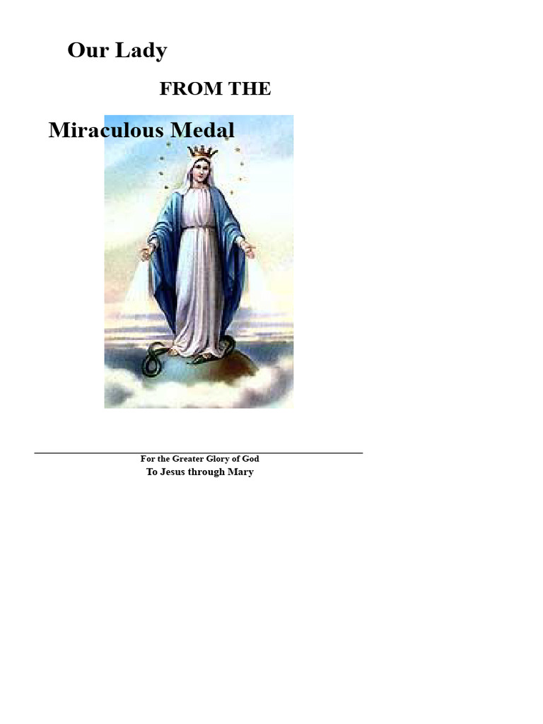 Miraculous Medal Booklet | PDF | Mary, Mother Of Jesus | Prayer