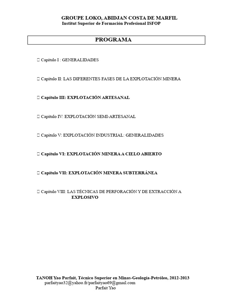 Fases de la Explotación Minera en ISFOP | PDF | Minería | Minería de ...