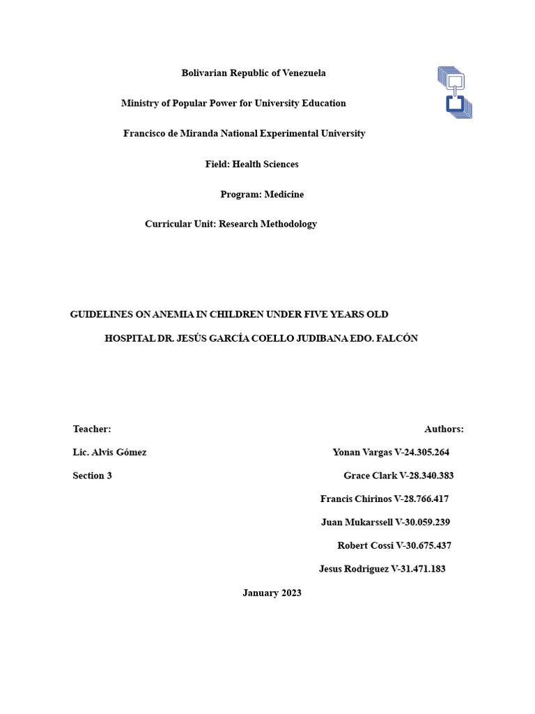 Project (Final Draft) | PDF | Anemia | Medical Specialties