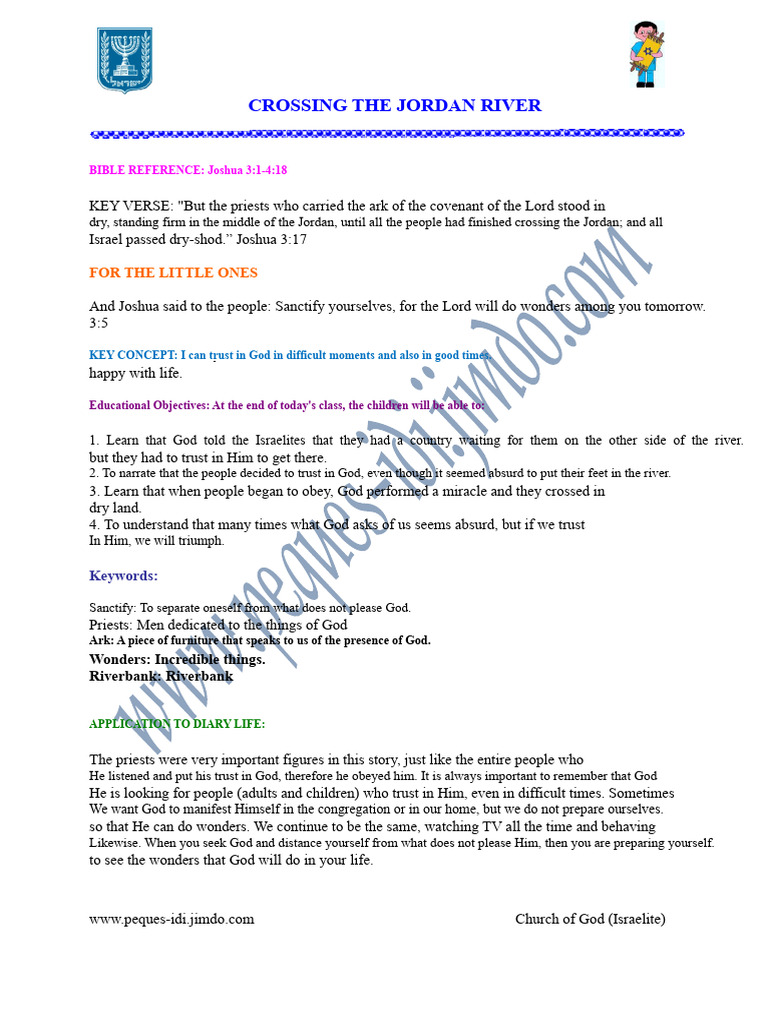 Crossing The Jordan River | PDF | Joshua | Ark Of The Covenant