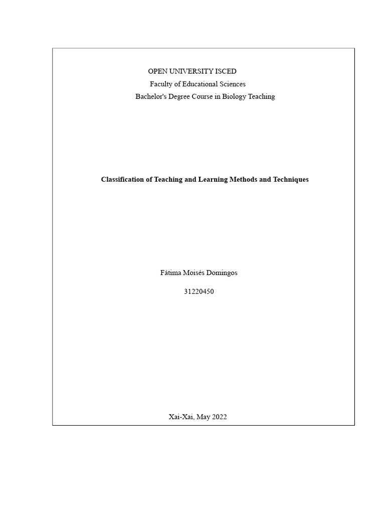 Classification of Teaching Methods VF | PDF | Teaching Method | Teachers