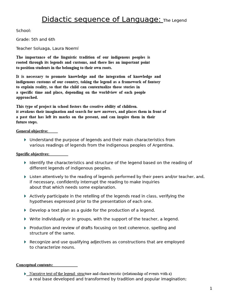 Indigenous Legends Learning Sequence | PDF | Verb | Narrative
