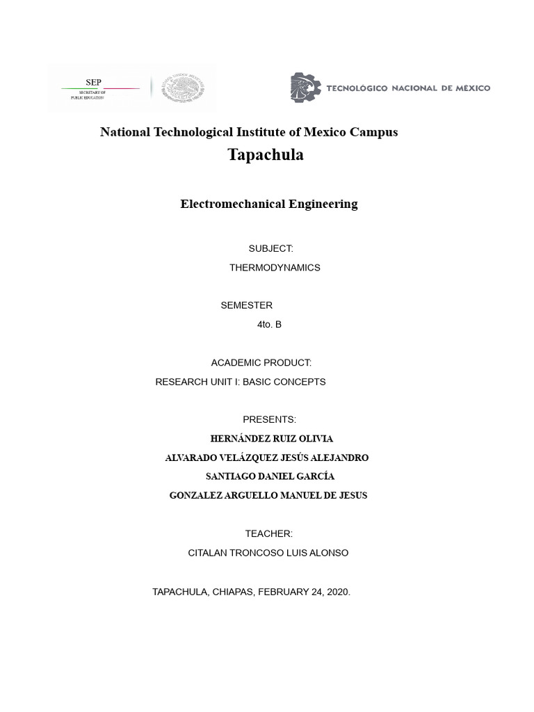 Research Unit 1 Basic Concepts. | PDF | Temperature | Thermodynamic Equilibrium