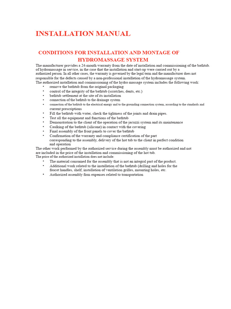 Hydromassage System Installation Guide | PDF