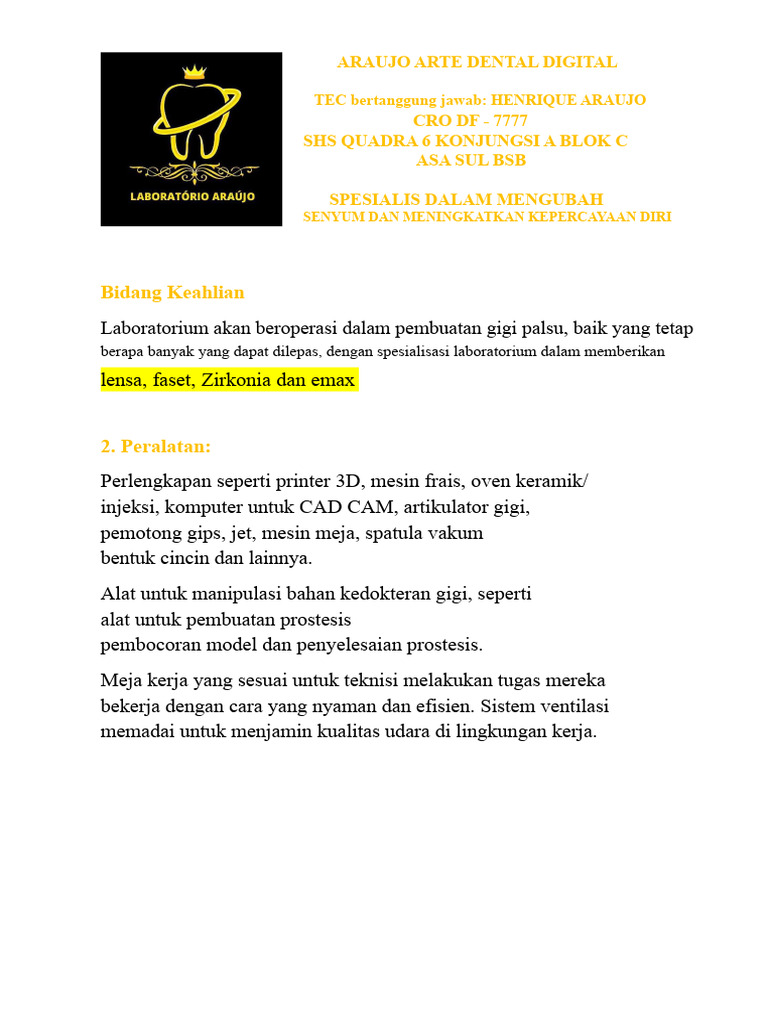Proyek Laboratorium Gigi Palsu | PDF