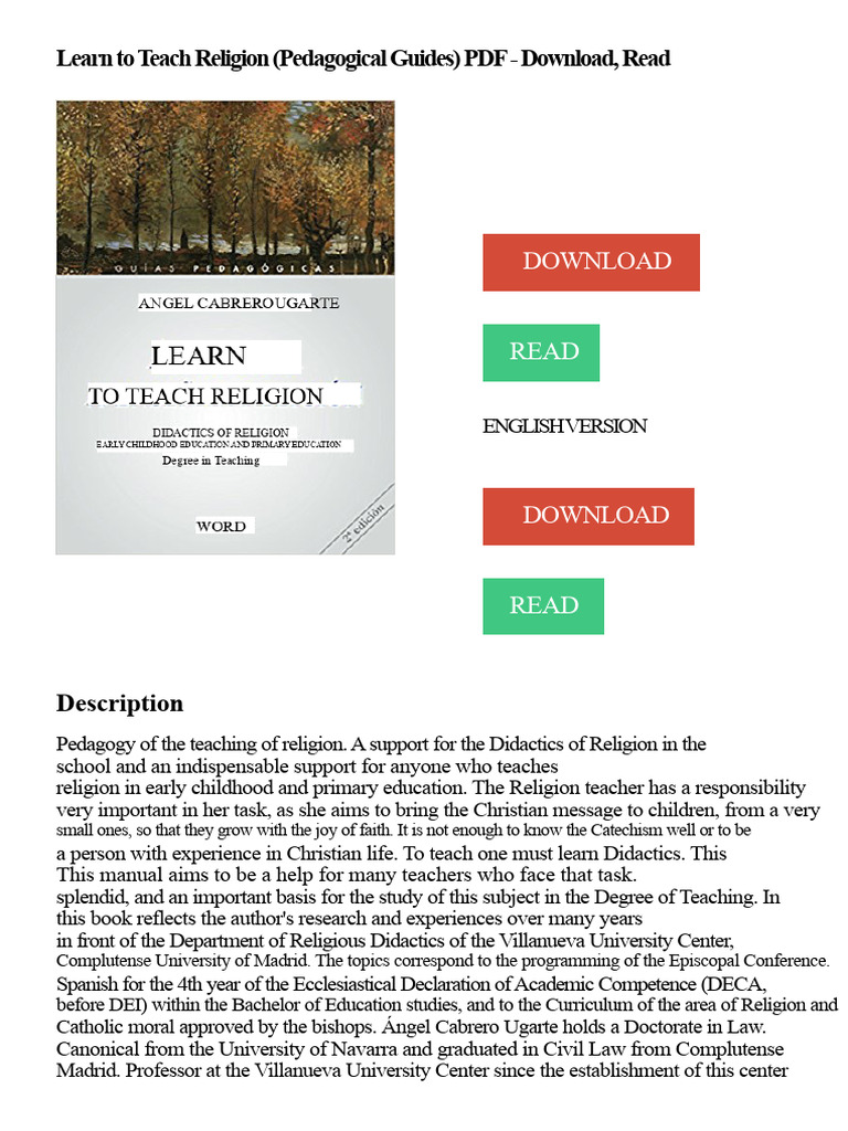 Teaching Religion: Pedagogical Guide PDF | PDF | Pedagogy | Teachers