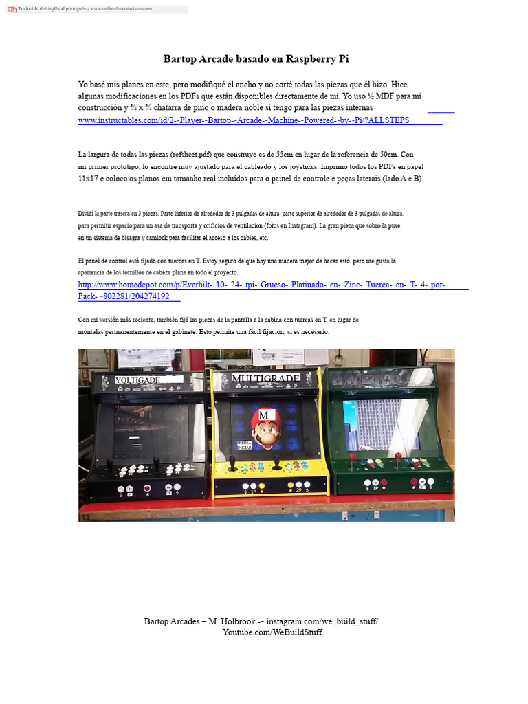 Bartop Arcade Basado en Raspberry Pi. | PDF | Tornillo | Altoparlante
