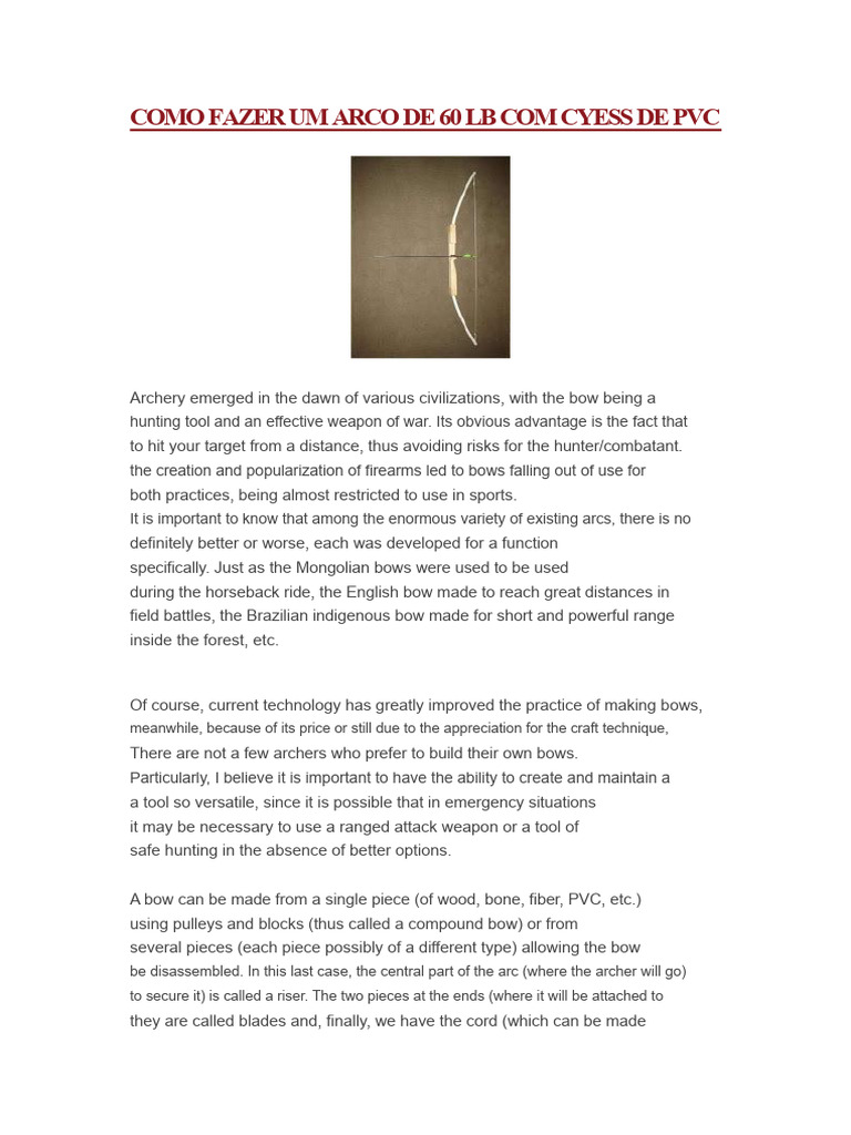 How to Make a PVC Bow | PDF | Bow And Arrow | Archery