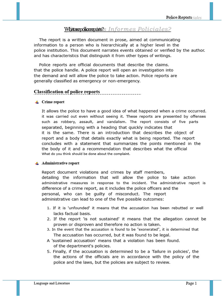 Police Reports | PDF | Police | Paragraph