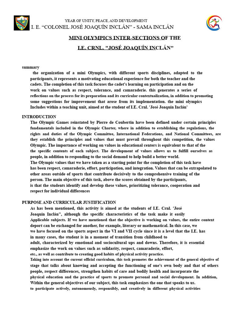 Mini Olympics Pdf Sports Curriculum