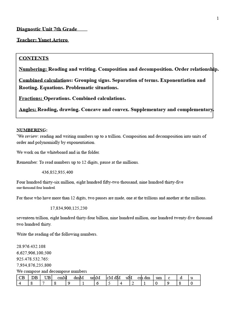 Diagnostic Unit 7th | PDF | Angle | Exponentiation