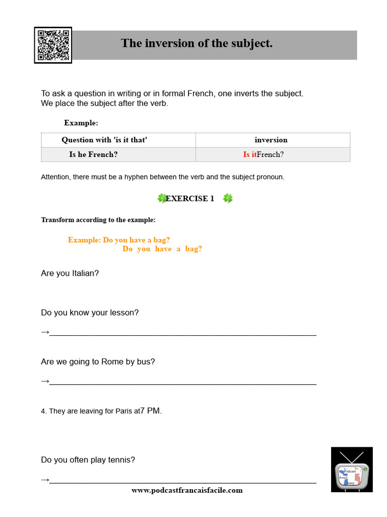 FLE - How To Do Subject Inversion | PDF | Syntax | Grammar