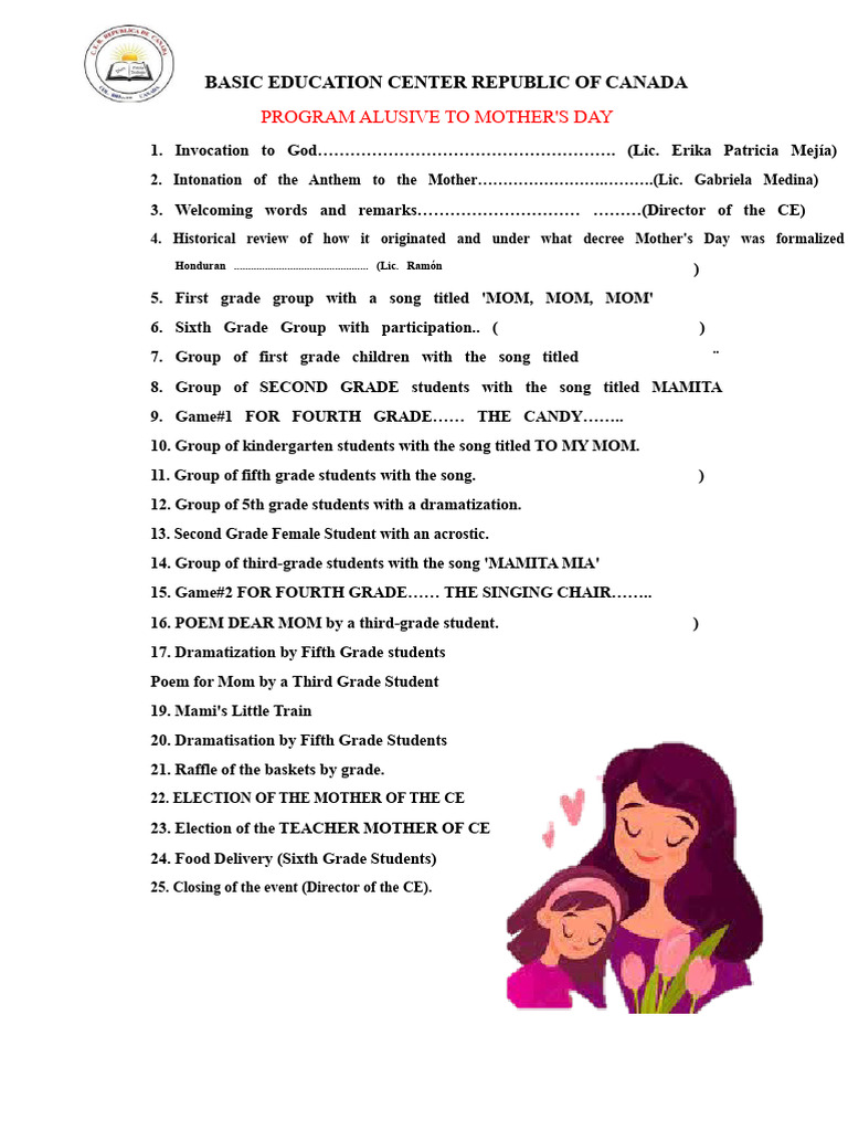 Mother's Day Celebration Program Guide | PDF