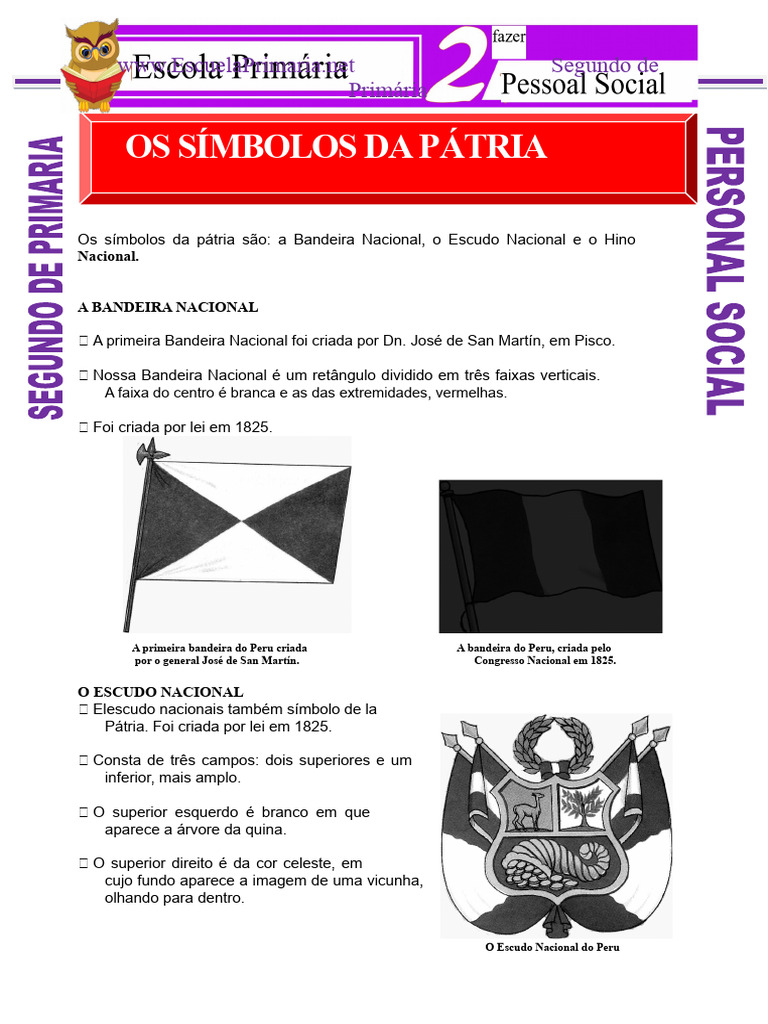 Símbolos da Pátria Peruana: Bandeira, Escudo e Hino | PDF