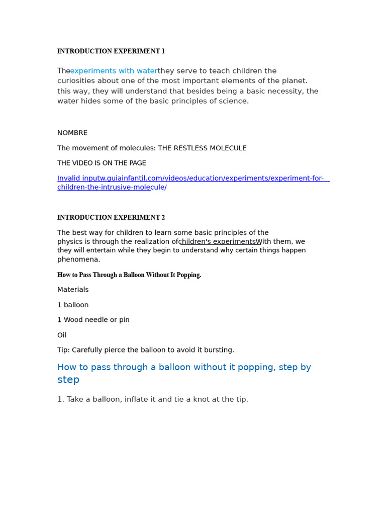 Fun Science Experiments for Kids | PDF | Balloon