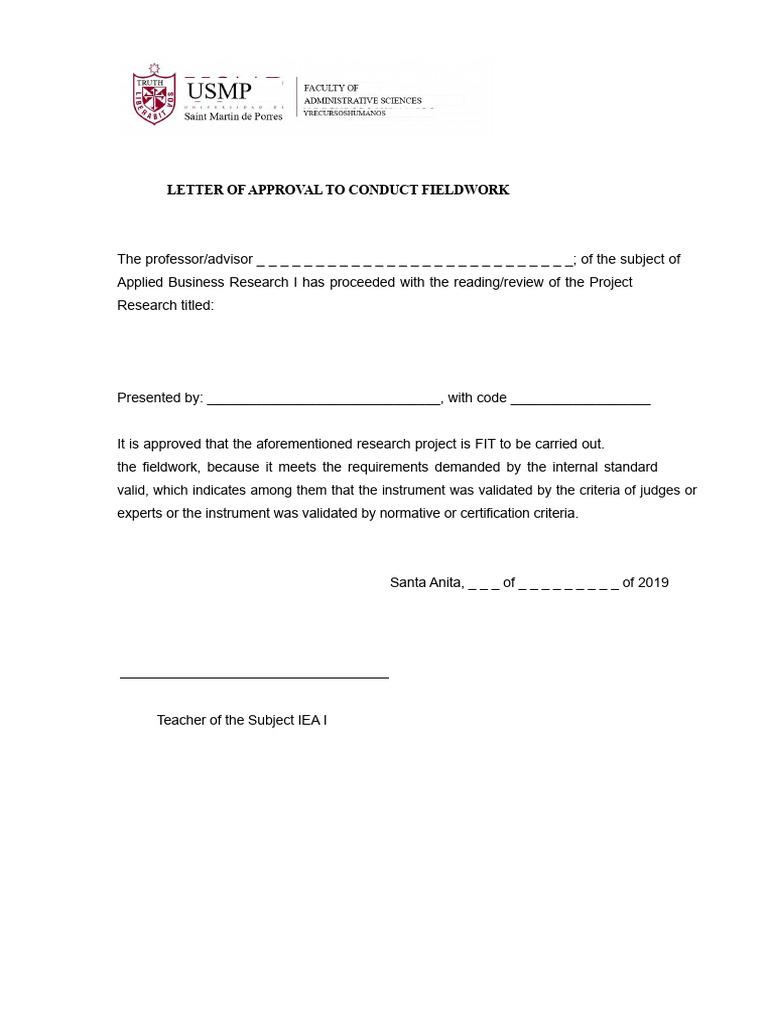 A4. Field Work Letter | PDF